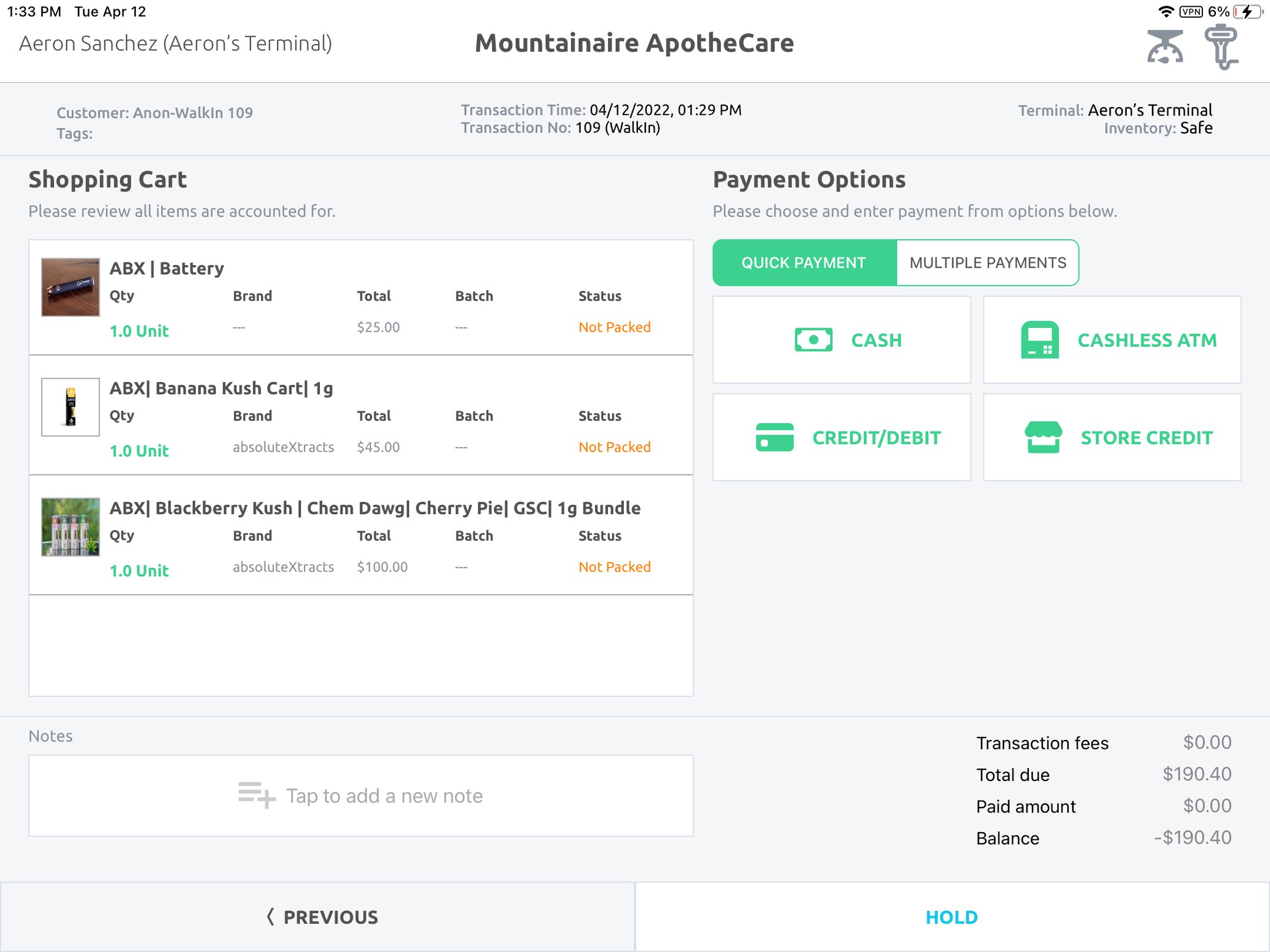 RETAIL POS App | Adding Anonymous Orders to the Queue